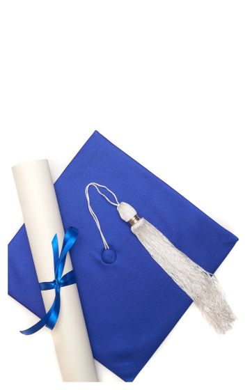 Blue Graduation Cap And Diploma