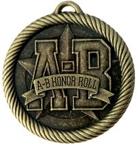 Academic - A-B Honor Roll, Antique Gold - Medal - Hermitage Art
